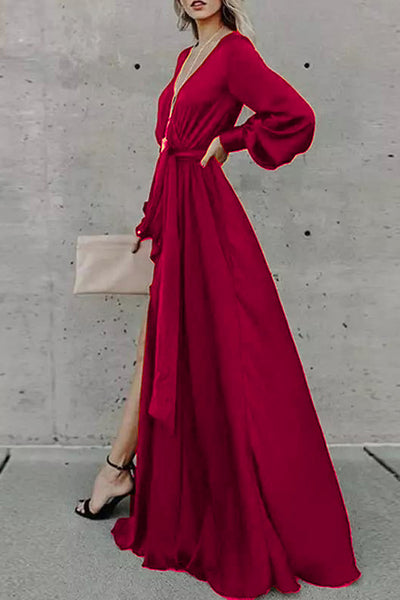 Sexy Solid Bandage V Neck Irregular Dress Dresses Florcoo